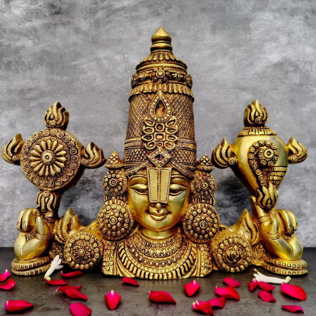 buy this Brass tirupati balaji with sankha chakra and namah - devsabha