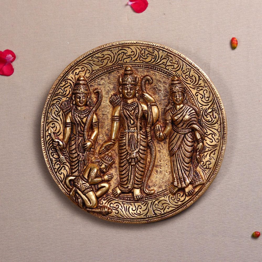 buy this Brass ram darbar wall hanging plate - devsabha
